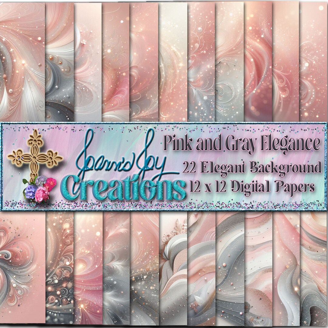 Pink and Gray Elegance Digital Collection - Elegant 3D Digital ...