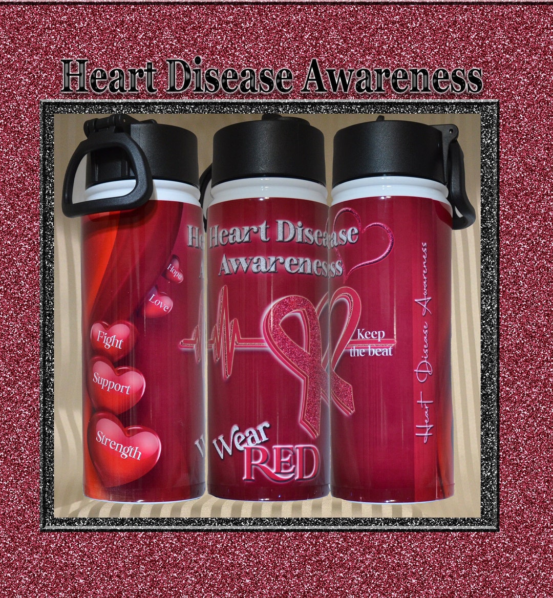 Wear RED Heart Disease Awareness Water Bottle or Tumbler - Etsy