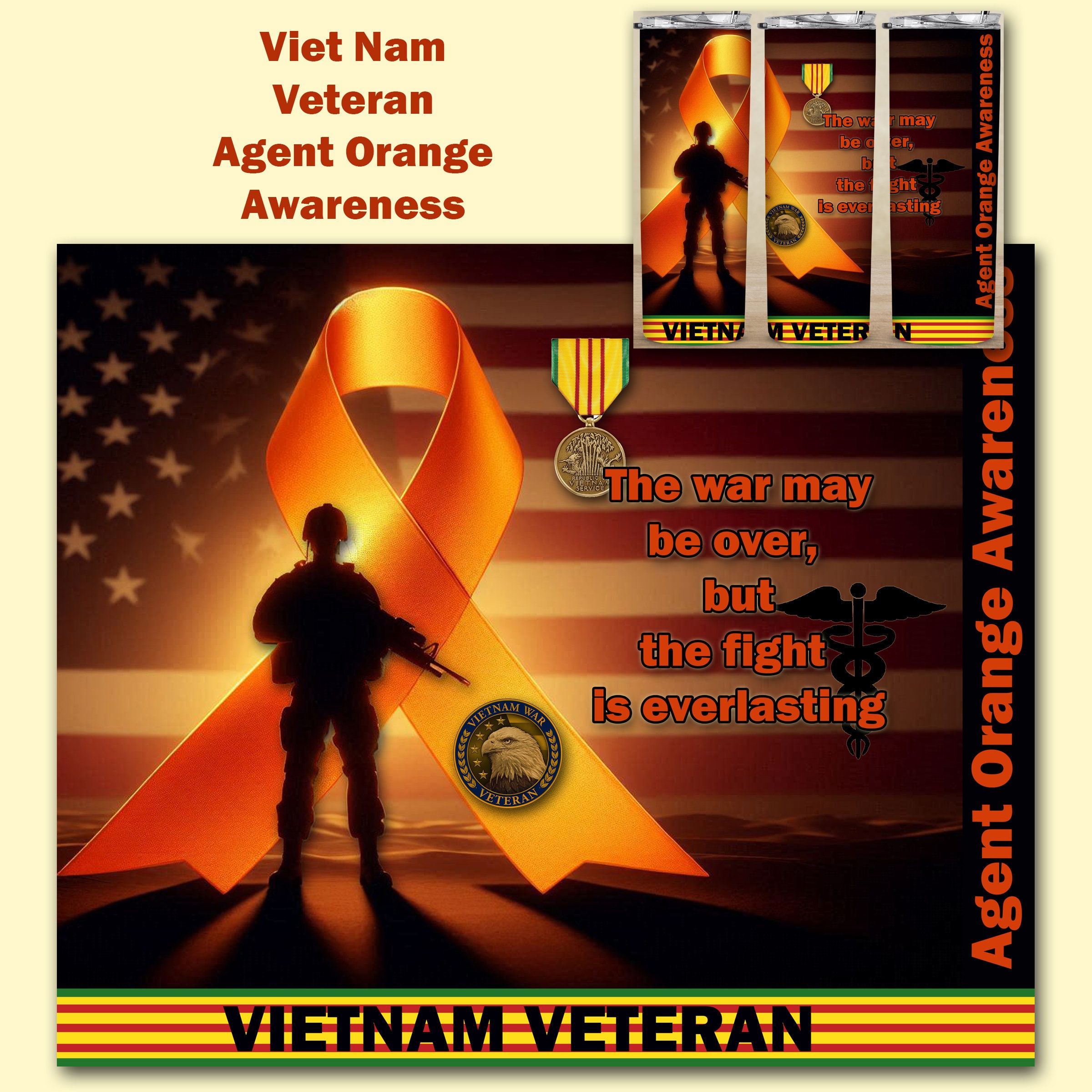Vietnam Veteran Agent Orange Awareness Tumbler Wrap (JPEG/PNG) - Etsy
