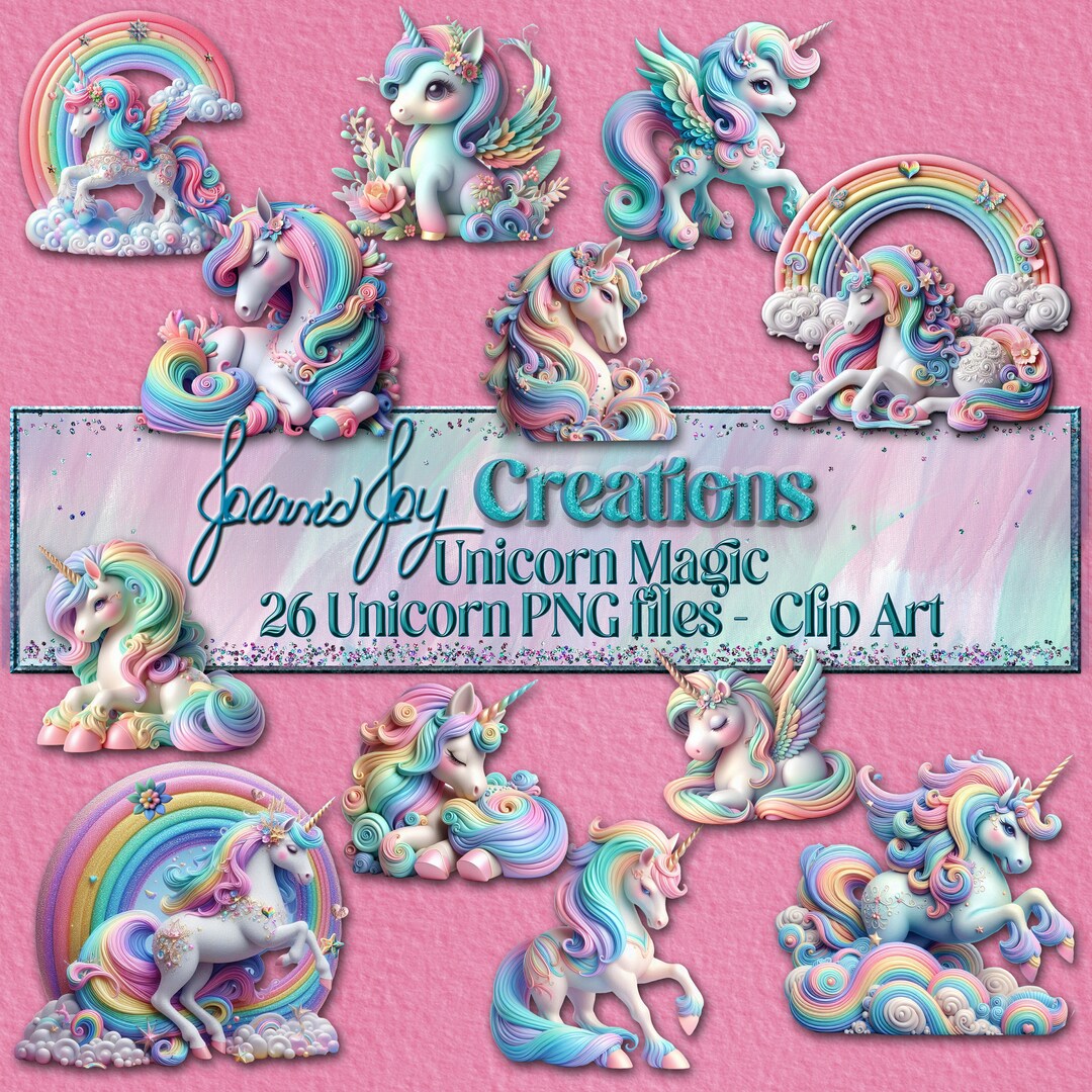 3D Unicorn Clip Art: Whimsical PNG Files (digital Download) - Etsy