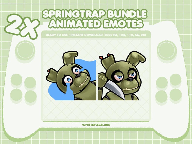 Animated Springtrap FNAF Emotes GIF Bundle | Crying & Stab Emotes ...