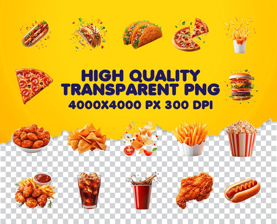 Fast Tasty Fresh Food Clipart Png Download, Hamburger, Hotdog, Pizza ...