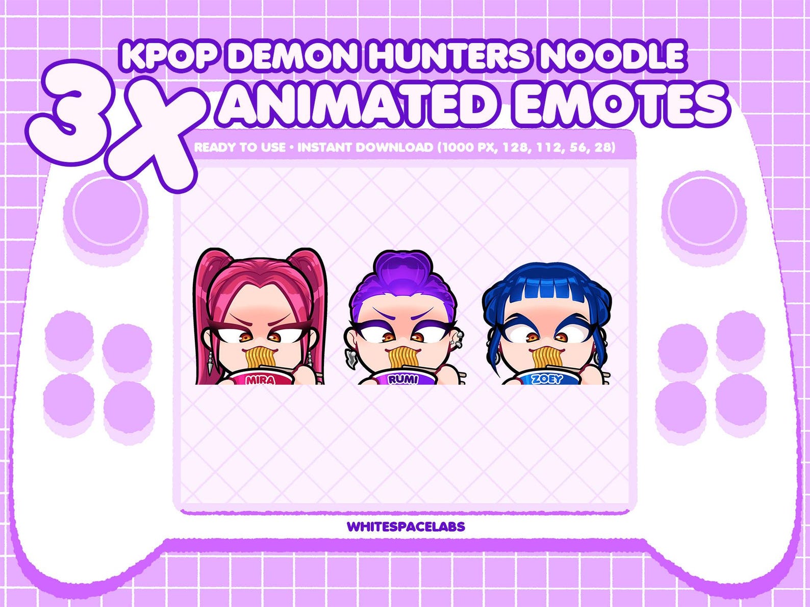 Kpop Demon Hunters Animated Emotes – Noodle Eating GIF Set of Huntrix ...