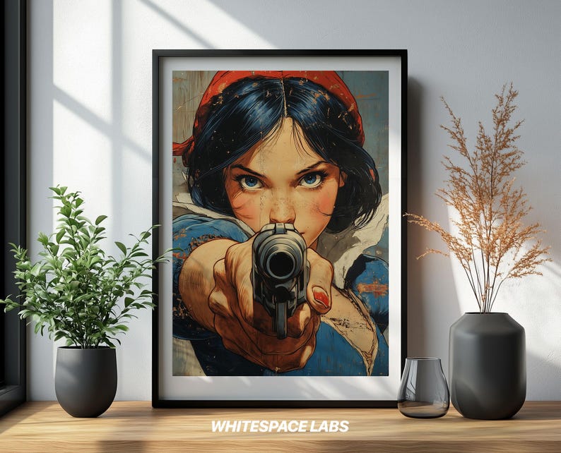 Snow White With Gun Poster | Bold Digital Download Art | Edgy Wall ...