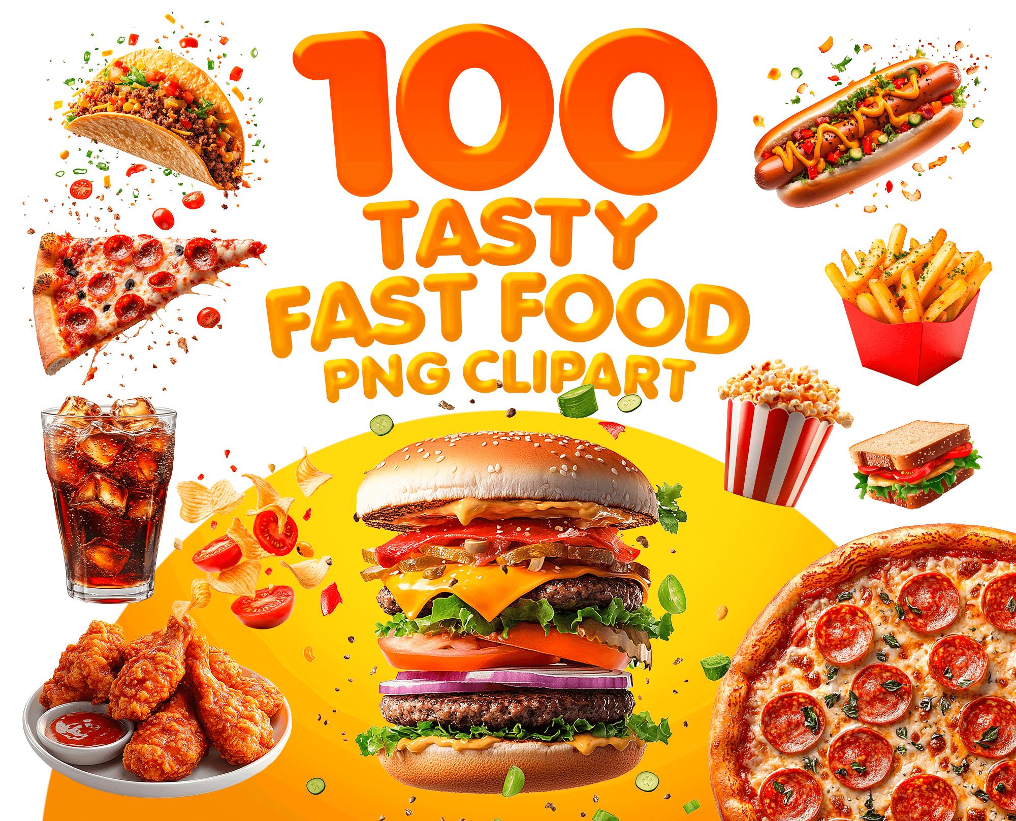 Fast Tasty Fresh Food Clipart Png Download, Hamburger, Hotdog, Pizza ...