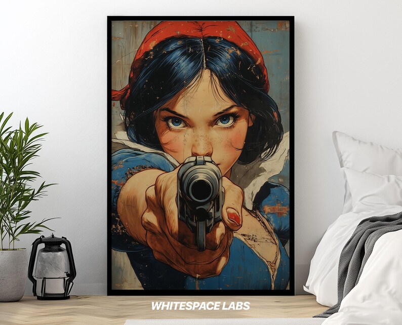 Snow White With Gun Poster | Bold Digital Download Art | Edgy Wall ...