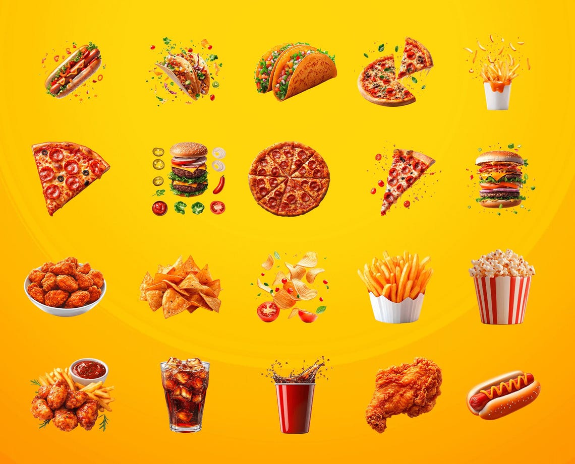 Fast Tasty Fresh Food Clipart Png Download, Hamburger, Hotdog, Pizza ...