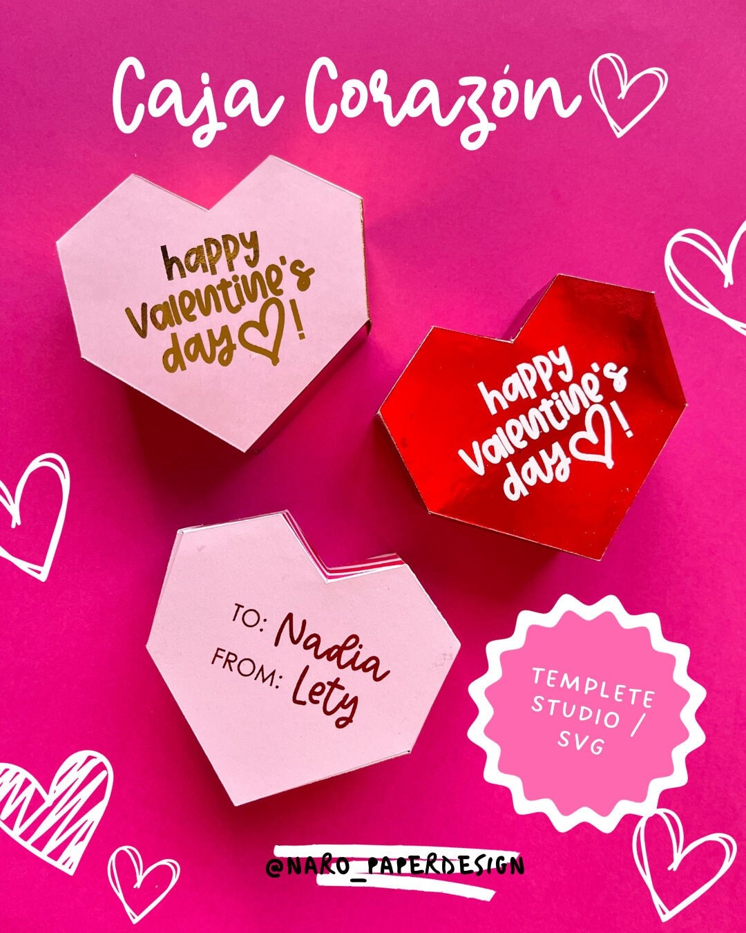 Templete Caja Corazón - Etsy México