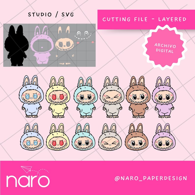 LABUBU svg/studio, Vector Digital File for Cricut - Etsy México