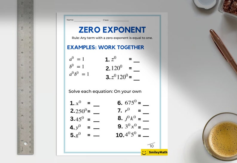 Zero Exponent Practice - Etsy