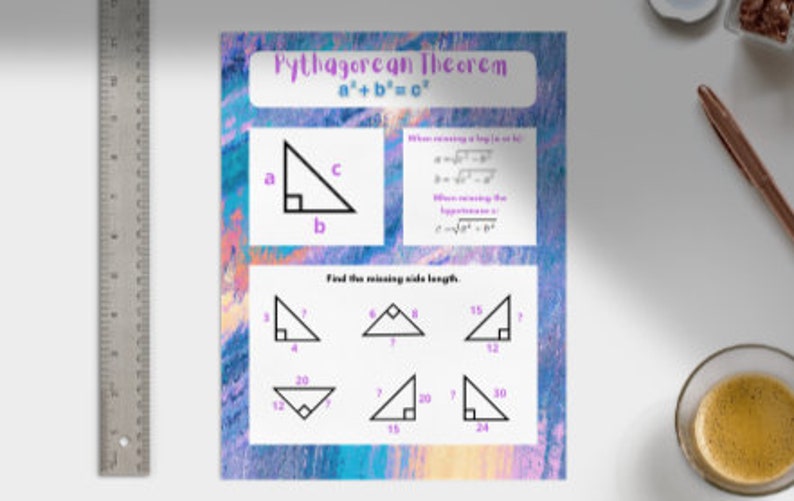 Pythagorean Theorem: Find the Missing Side Length - Etsy