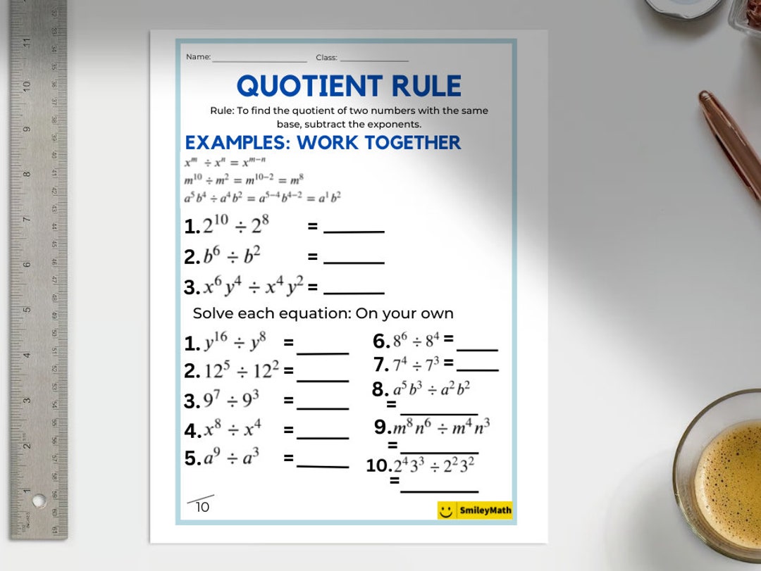 Laws of Exponents quotient Rule - Etsy