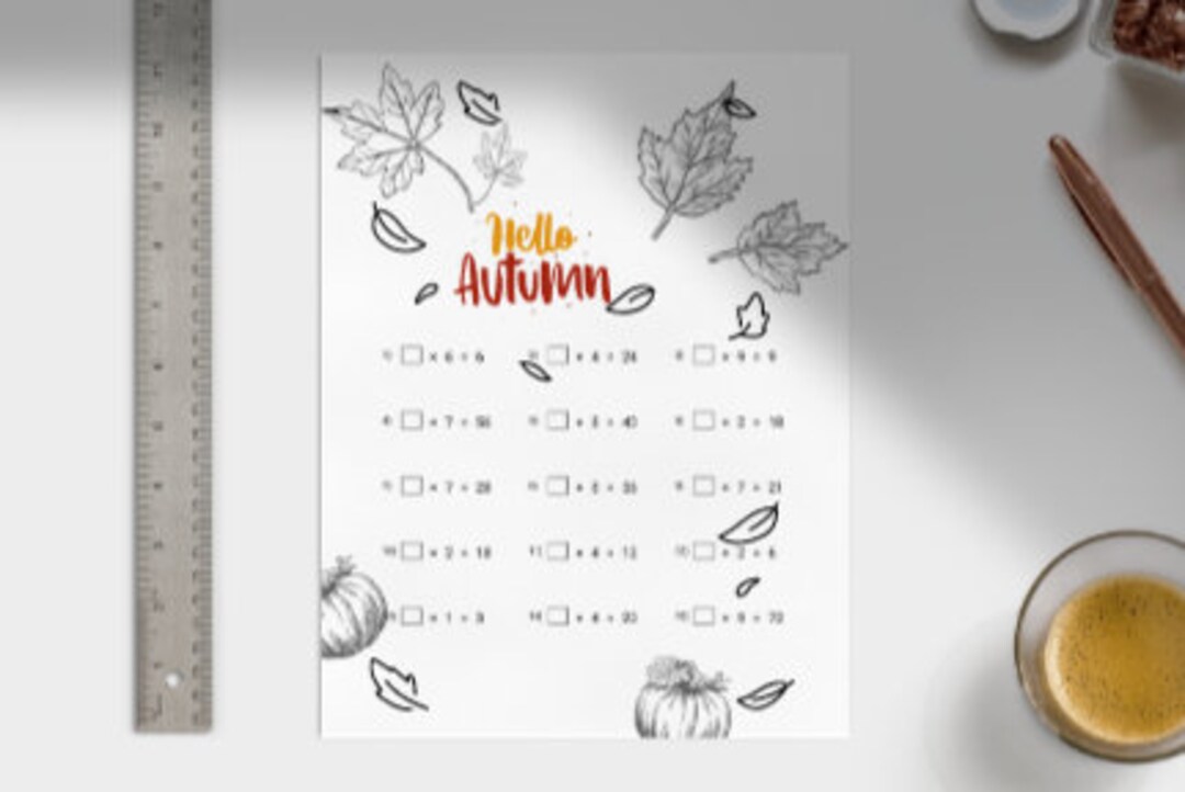 Autumn Multiplication Color Worksheet - Etsy