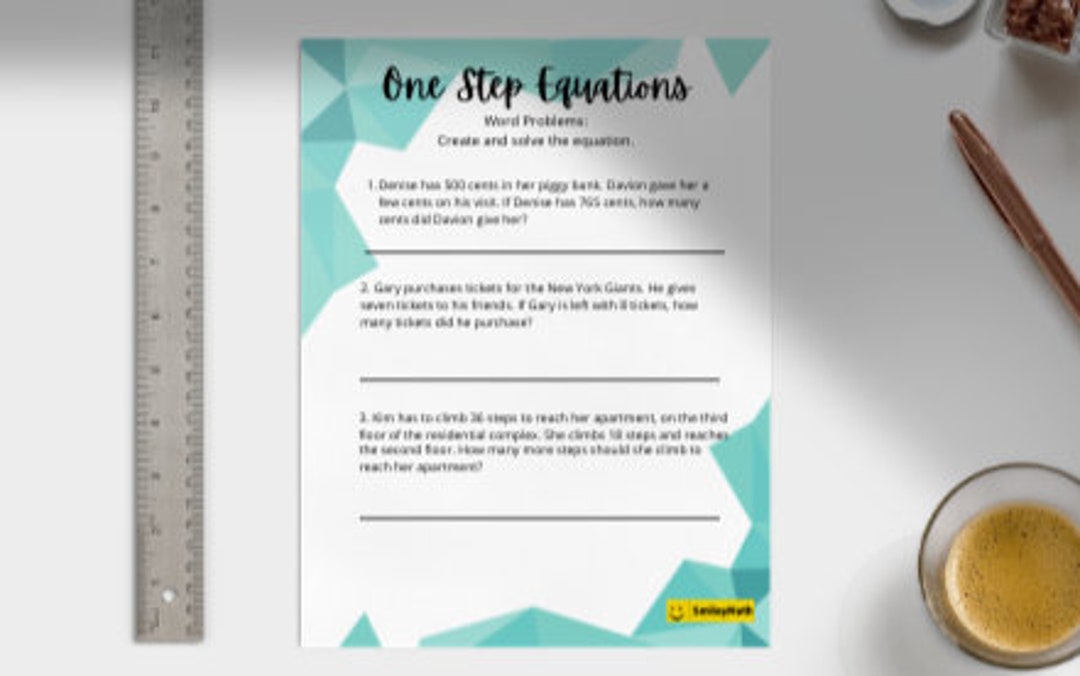 One Step Equations (word Problems)5 - Etsy