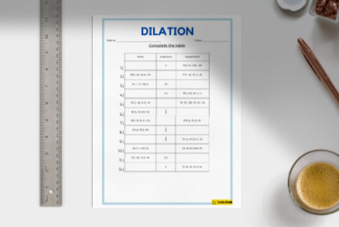 Dilation Table Practice centered at Origin - Etsy