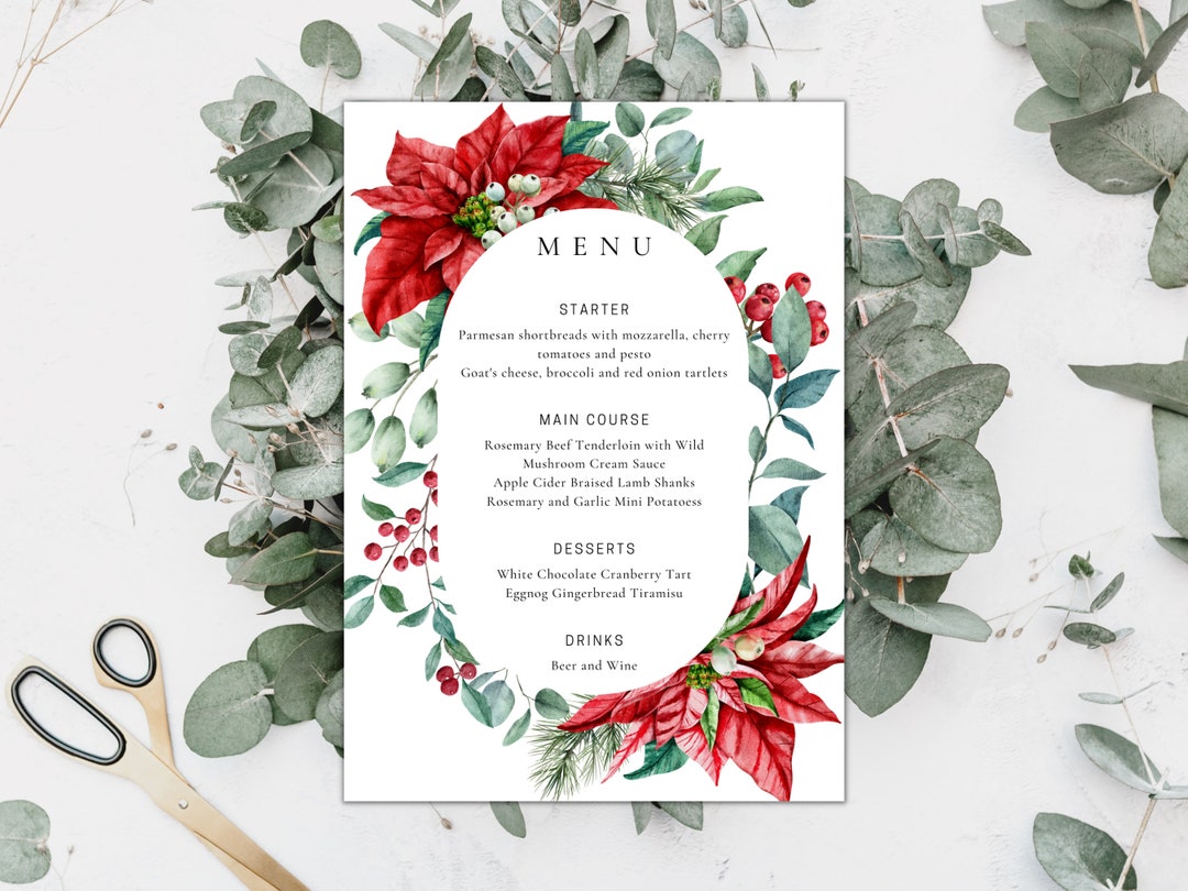 Editable Christmas Menu Christmas Menu Printable Christmas - Etsy