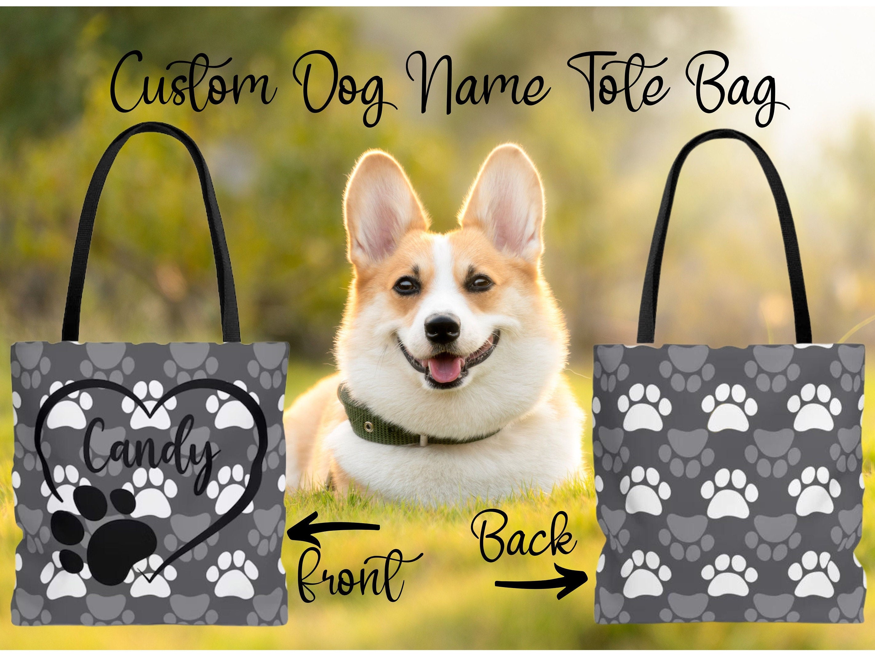 Personalized Dog Tote Bag Custom Dog Paw Bag Dogs Name Tote - Etsy