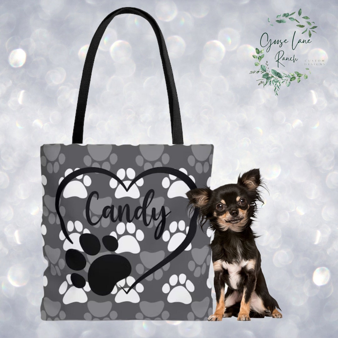 Personalized Dog Tote Bag, Custom Dog Paw Bag, Dogs Name Tote Bag, Gift ...