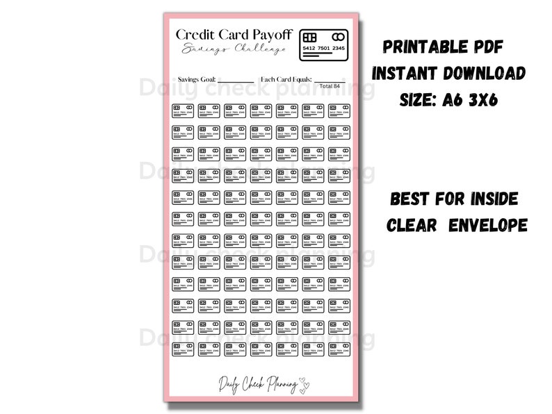 Digital Credit Card Payoff Savings Challenge A6 3x6 - Etsy