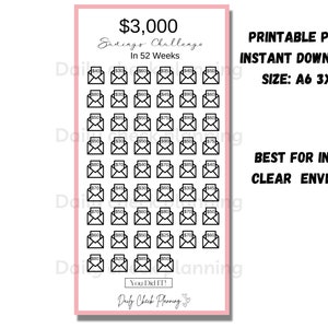 Digital- 3,000 Dollars Savings Challenge in 52 Weeks - Etsy