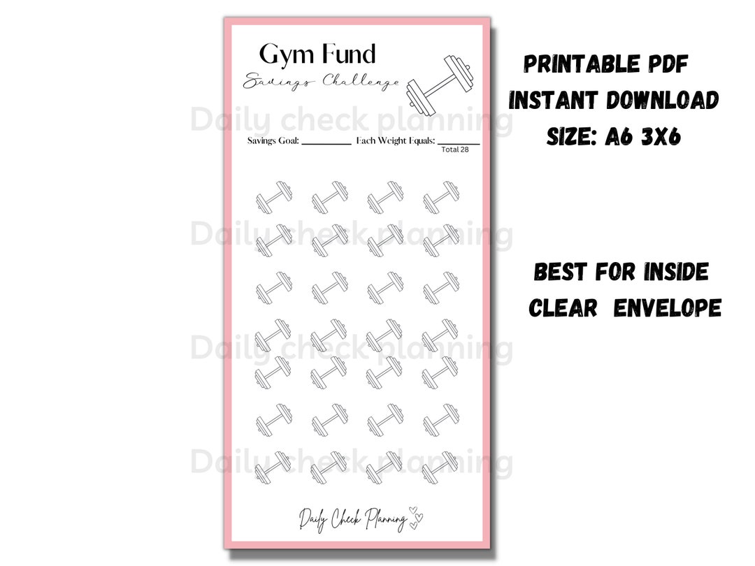 Digital- Gym Fund Savings Challenge A6 - Etsy