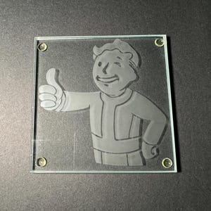 Fallout Vault Boy Coaster Hand Etched Square Glass Coaster 3.5 Square ...