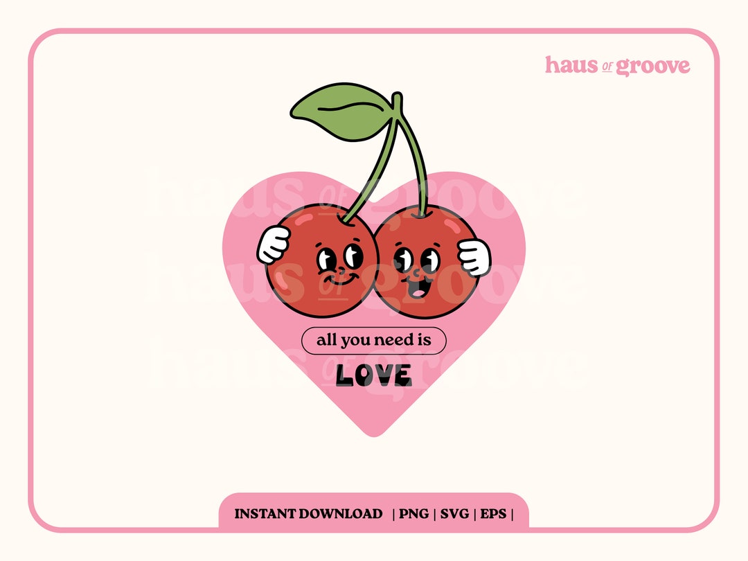 Retro Cherry PNG, SVG, Digital Sublimation, Valentine PNG Design, Cute ...