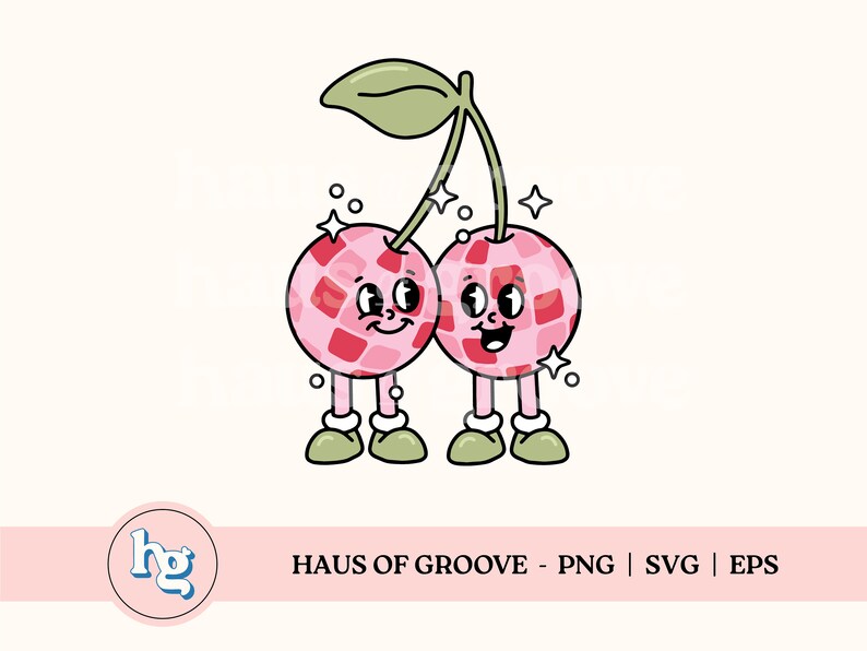 Disco Ball Cherries PNG Retro Cherry SVG Digital - Etsy