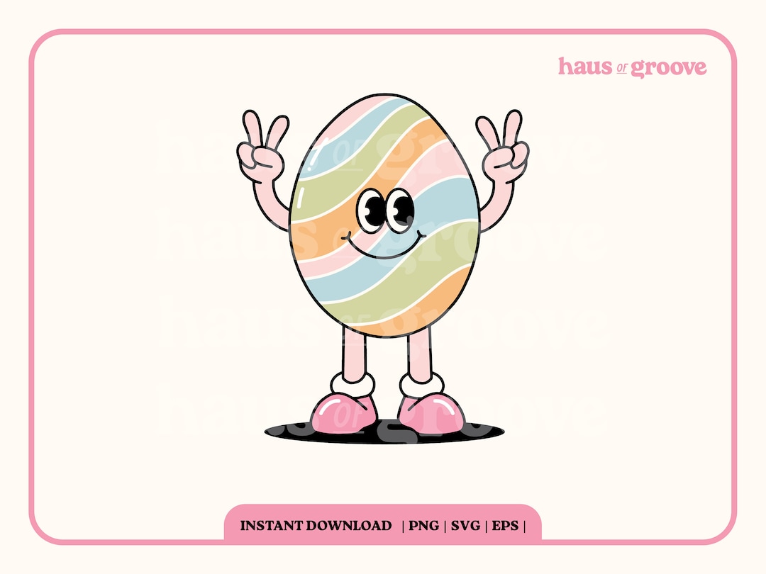Groovy Easter Egg SVG, Retro Easter PNG, Trendy Pastel Easter, Retro ...