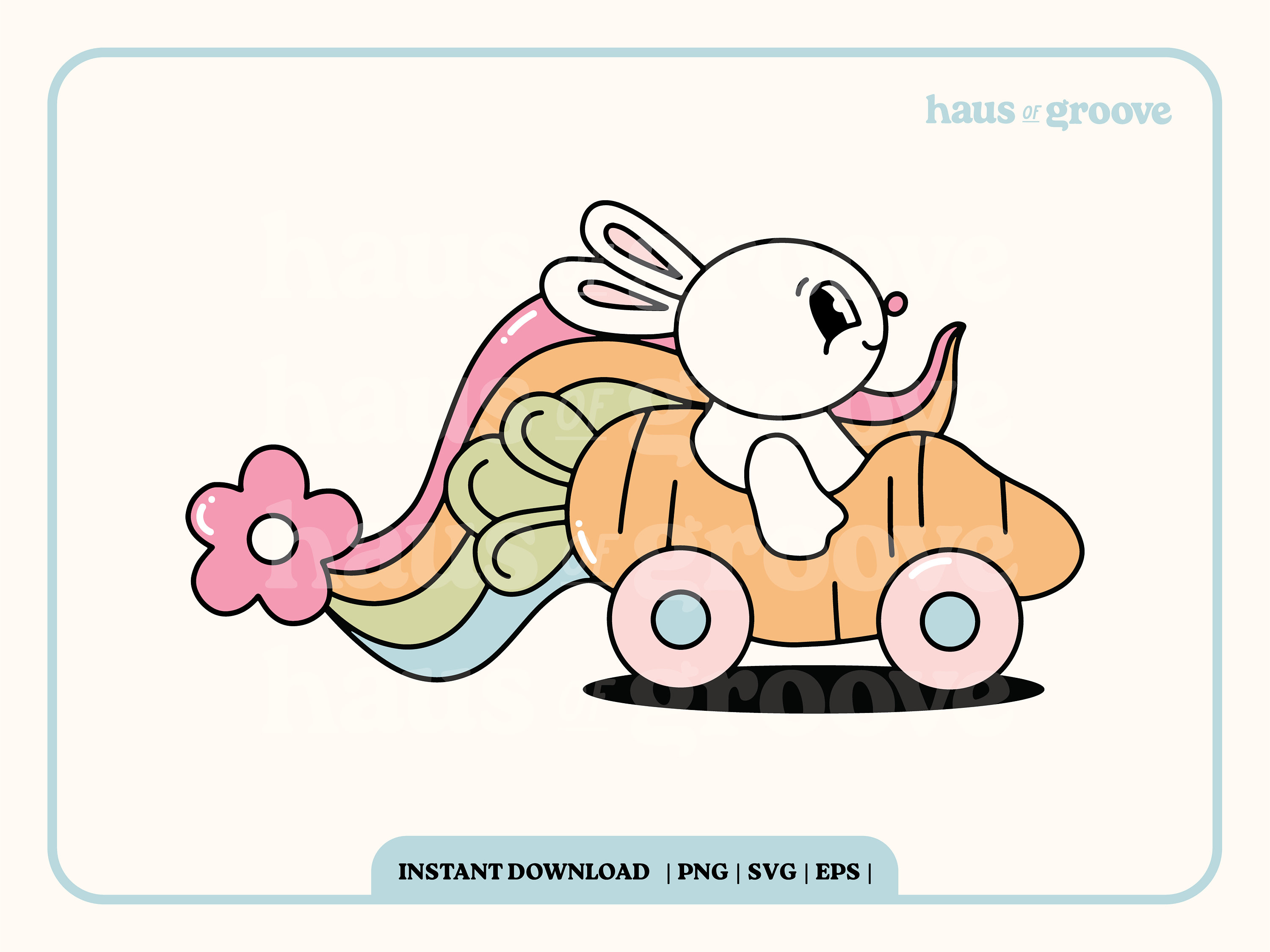 Retro Groovy Bunny SVG, Easter Bunny PNG, Trendy Pastel Easter, Retro ...
