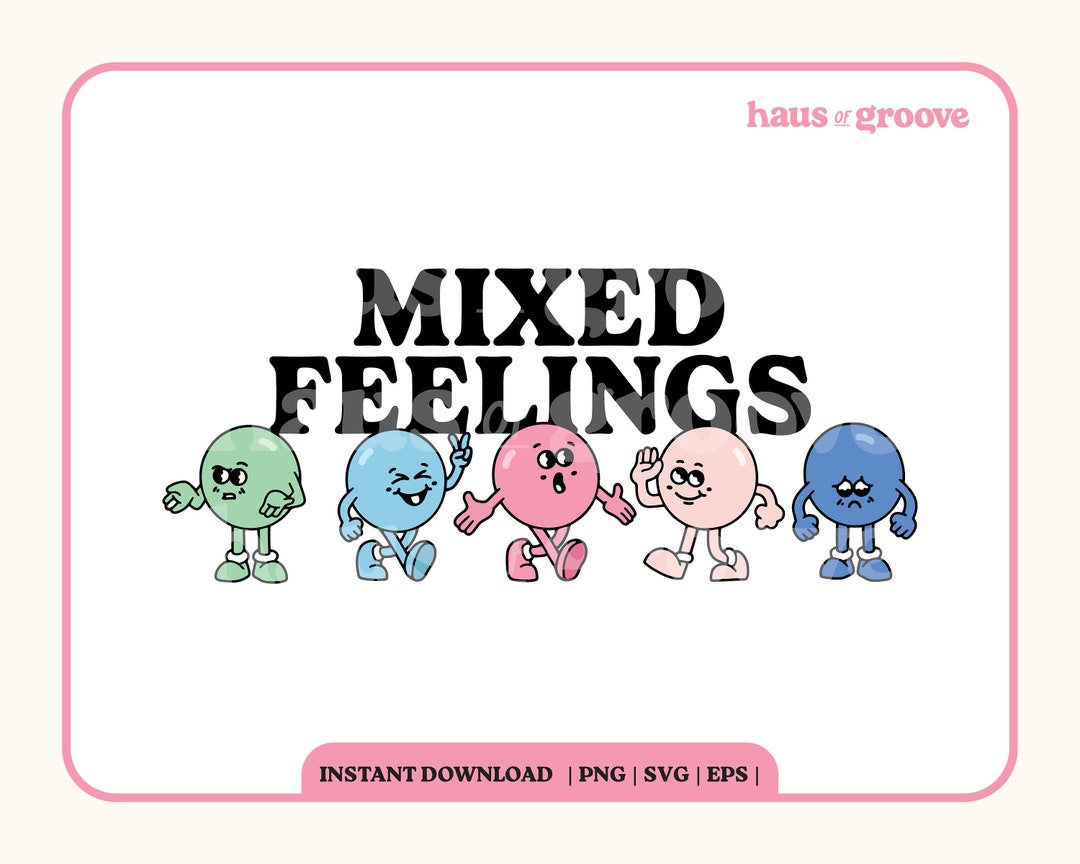 Mixed Feelings SVG, Trendy Mood PNG, Cute Retro Emotions PNG, Trendy T ...