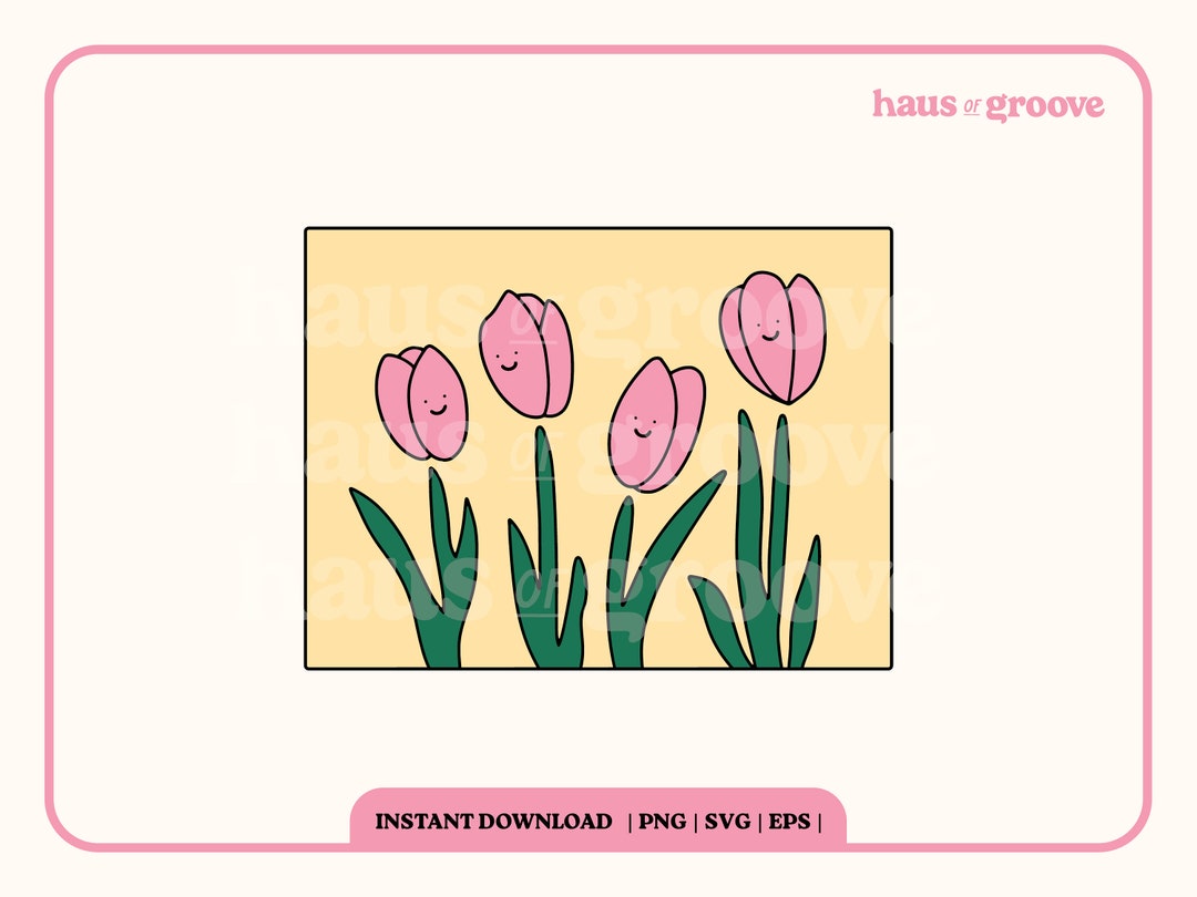 Retro Tulips PNG, Trendy SVG, Digital Sublimation File, Valentine PNG Design, Groovy Retro ...
