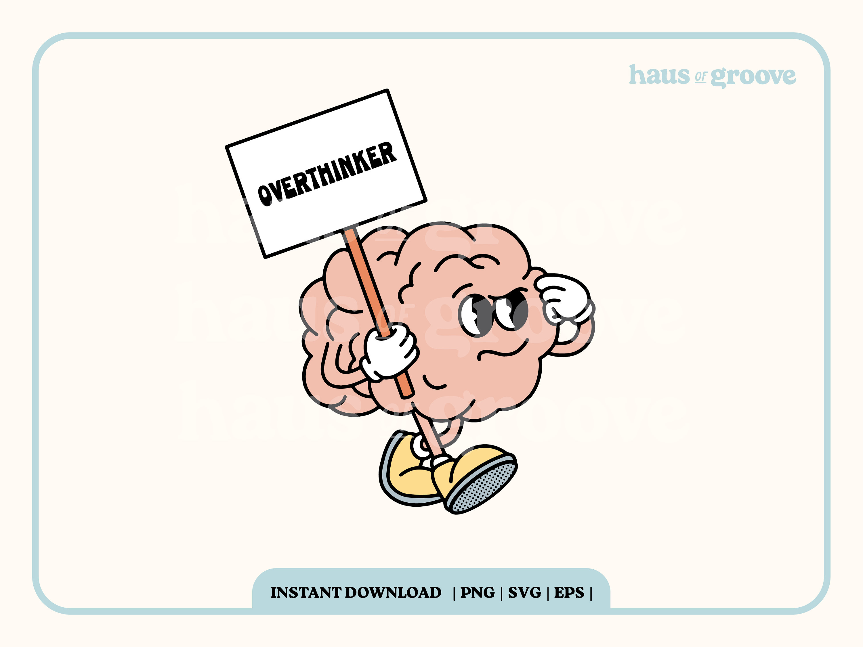 Overthinking Brain PNG, Digital Sublimation File, Mental Health Quote ...