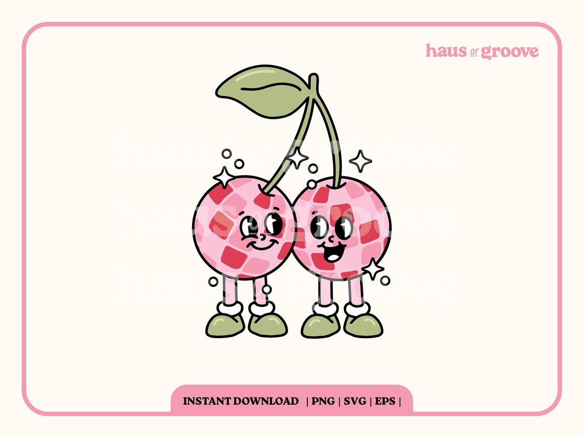 Disco Ball Cherries PNG, Retro Cherry SVG, Digital Sublimation, Cute T ...