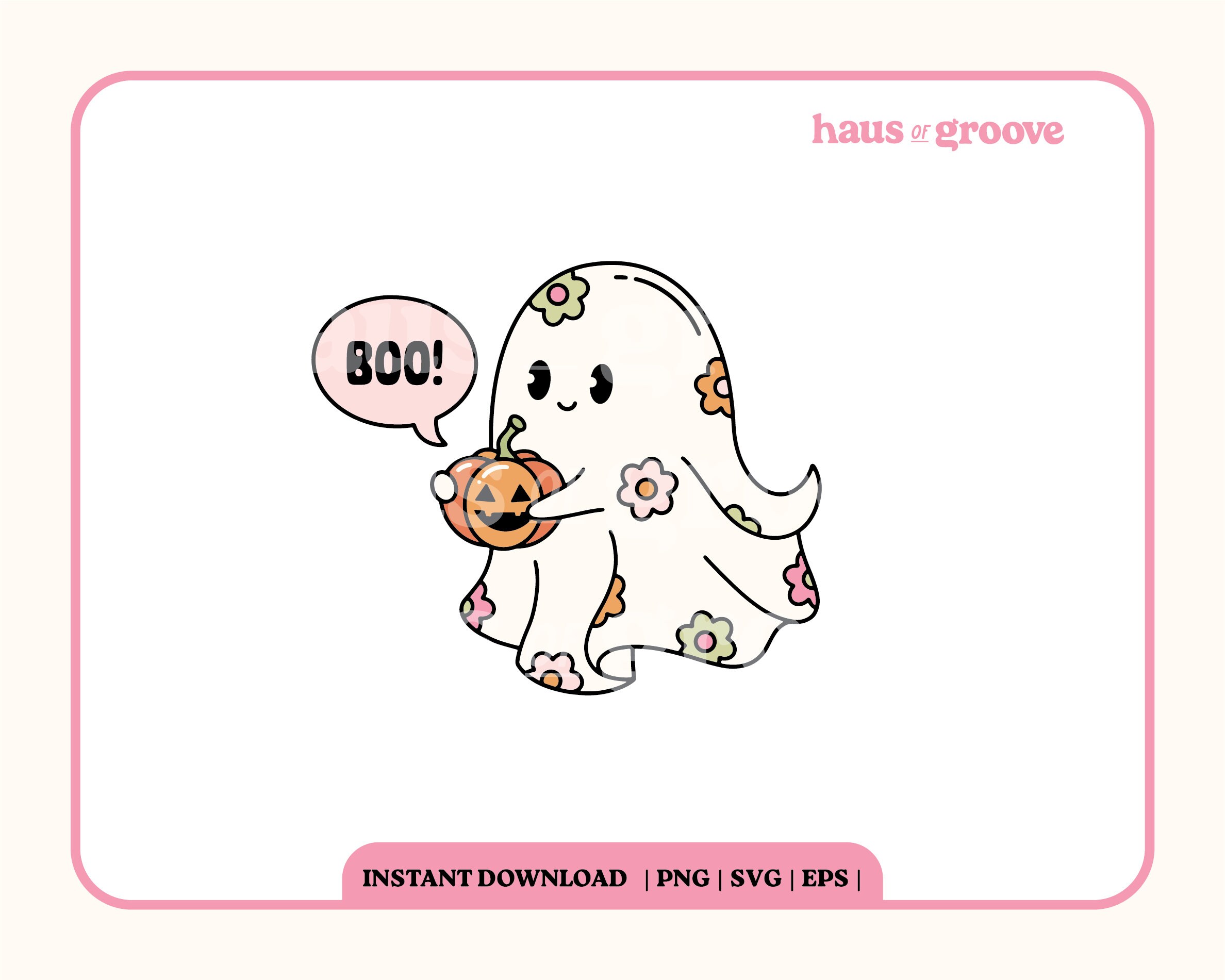 Cute Flower Ghost SVG, Groovy Halloween PNG, Trendy Halloween Clipart ...