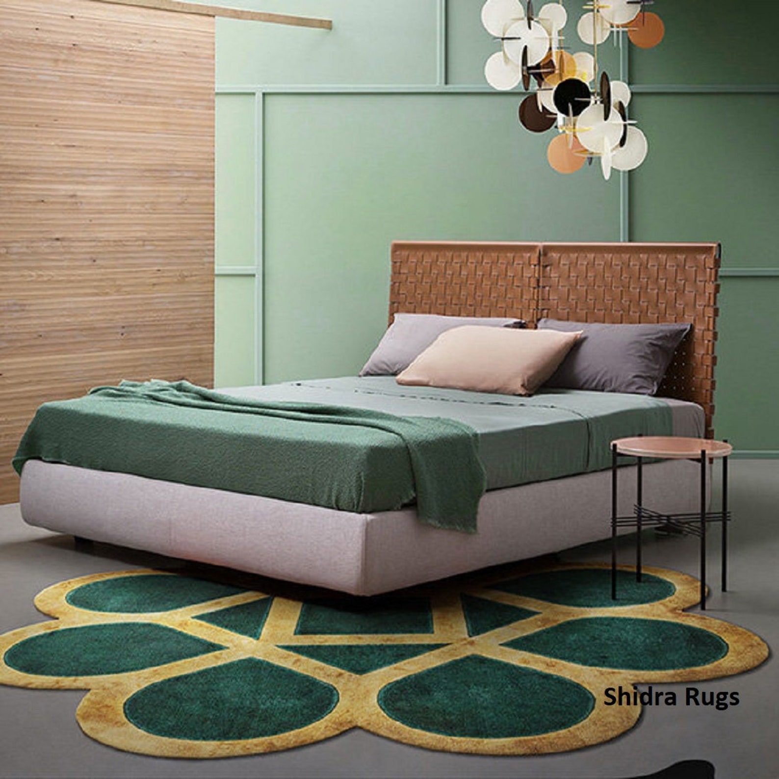 Handmade Irregular Design Green Round Pattern Rugs,100% Woolen Modern ...