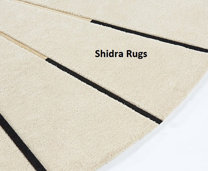 Black and White Hand Tufted Modern Indian Round Wool Rug for Home and ...