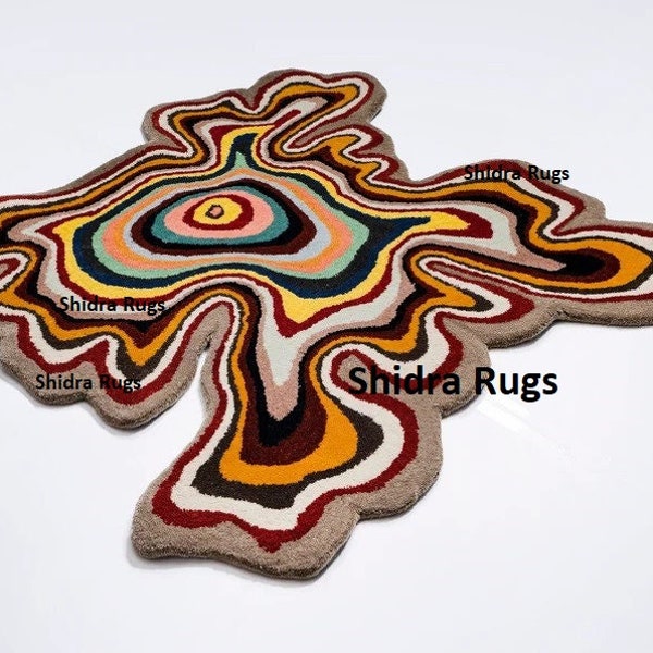 Black and White Hand Tufted Modern Indian Round Wool Rug for Home and ...