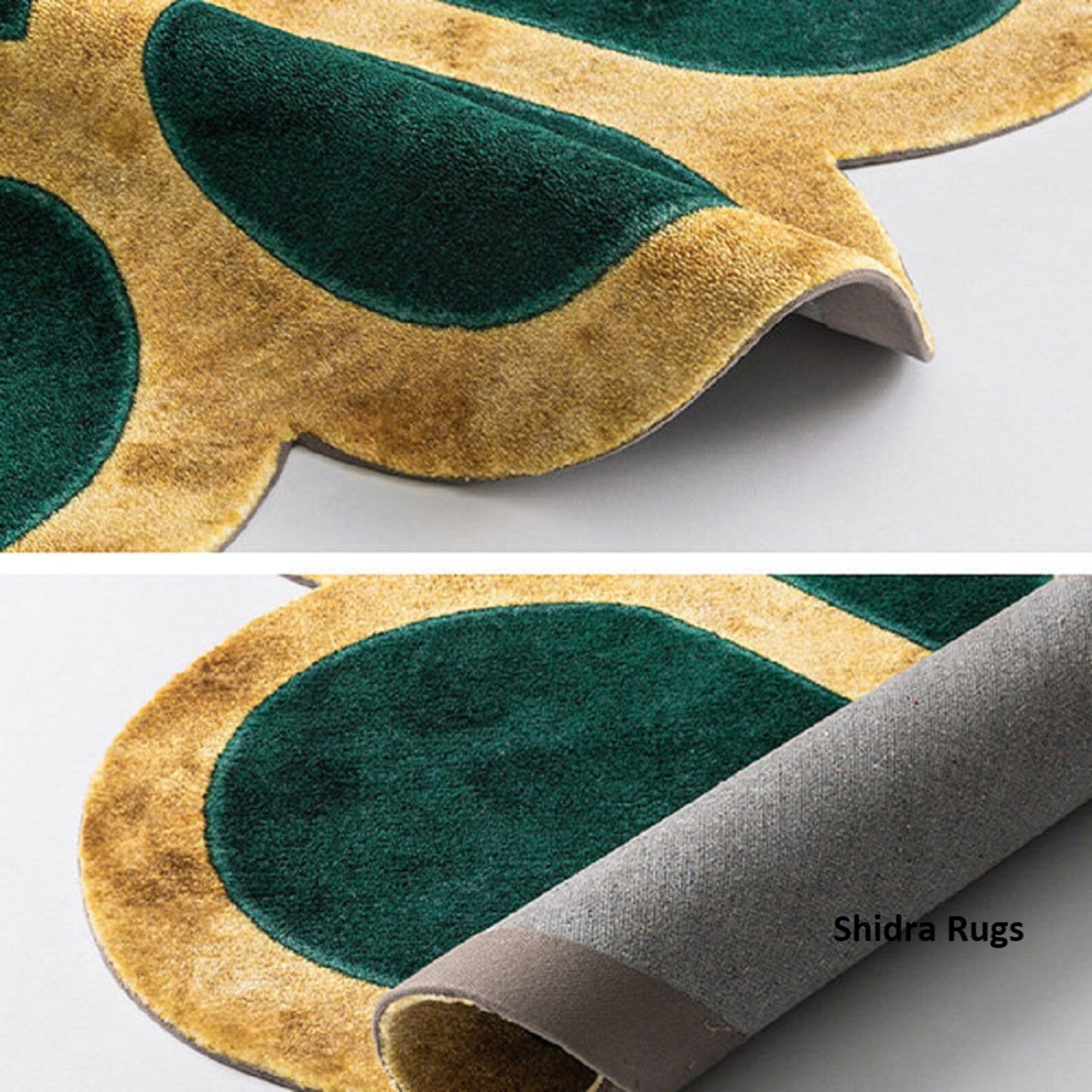 Handmade Irregular Design Green Round Pattern Rugs,100% Woolen Modern ...