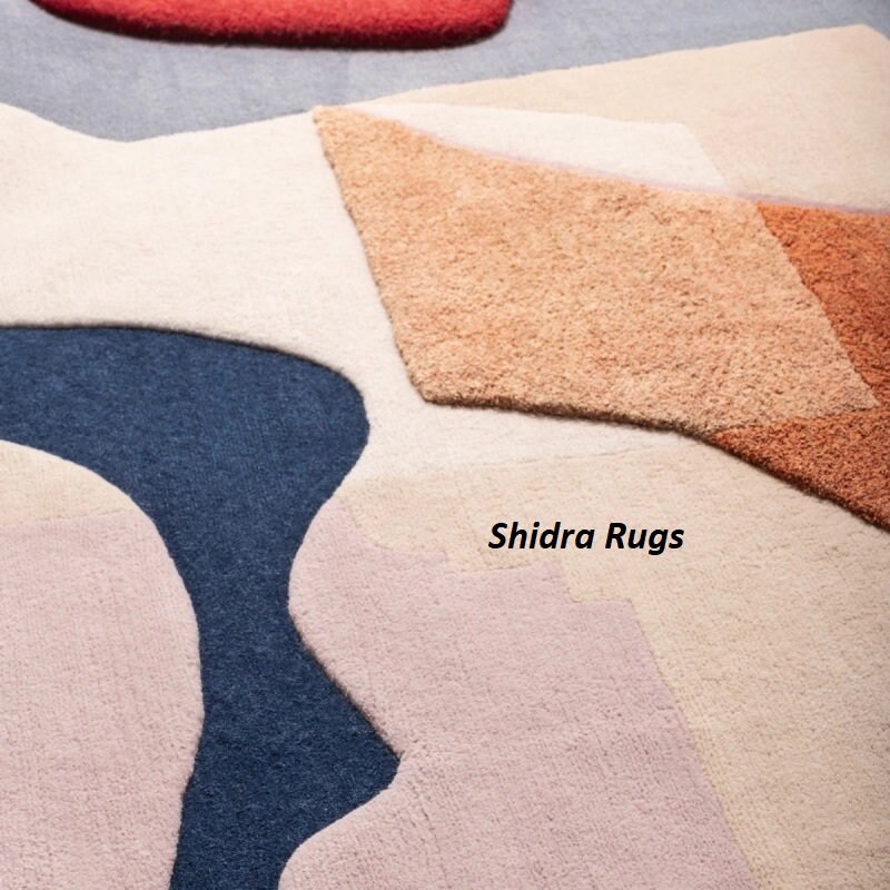 Kashmiri Rugs Hand Multi Tufted Modern New Irregular Design White Rugs ...