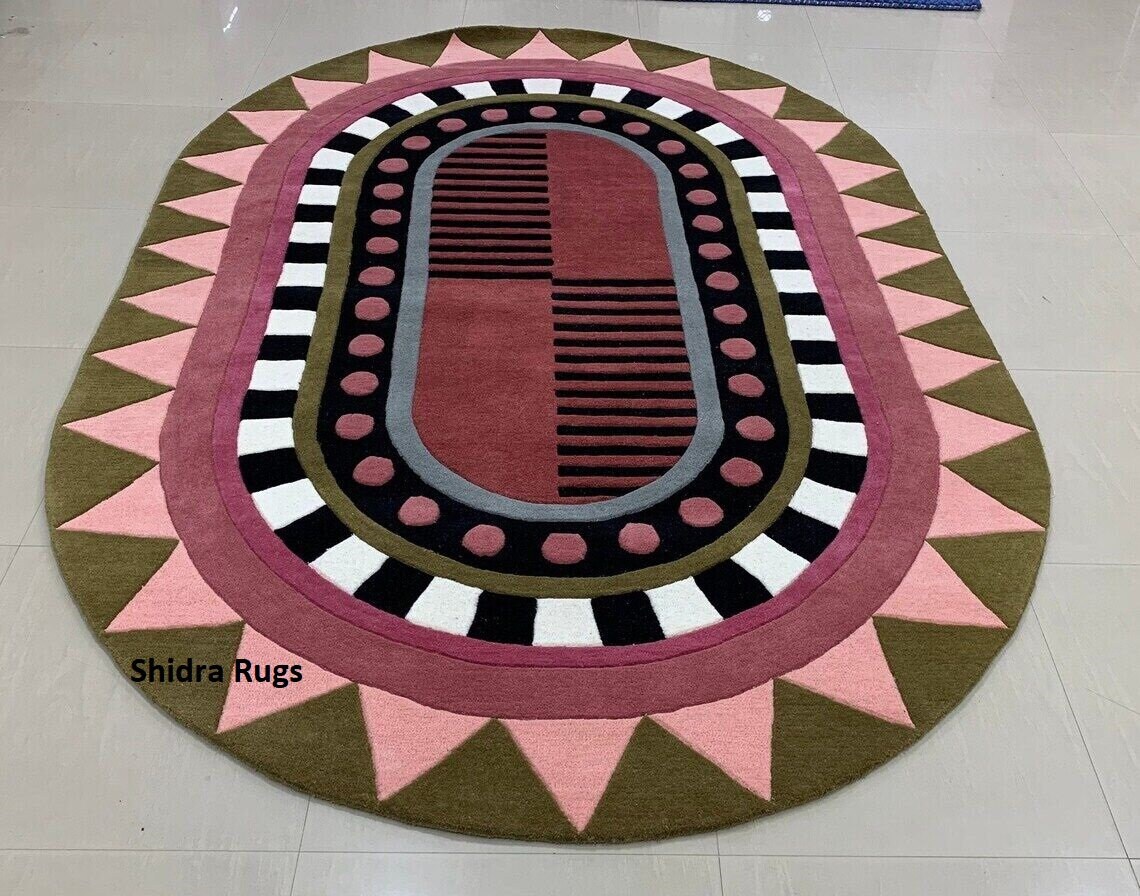 Bohemian Hand Tufted Oval Rug 100% Woolen Area Rugs Luxury Premium ...