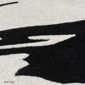 Black and White Hand Tufted Pure Wool Rug, Modern Unique Design Dual ...