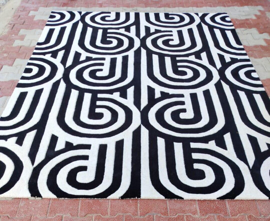 Spiral Pattern Rug Hand Tufted Rug, Modern Rug, Handmade Rug, Home ...