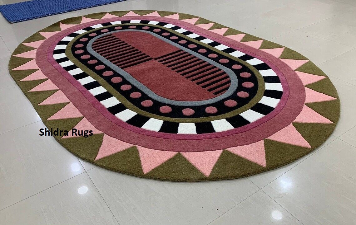 Bohemian Hand Tufted Oval Rug 100% Woolen Area Rugs Luxury Premium ...