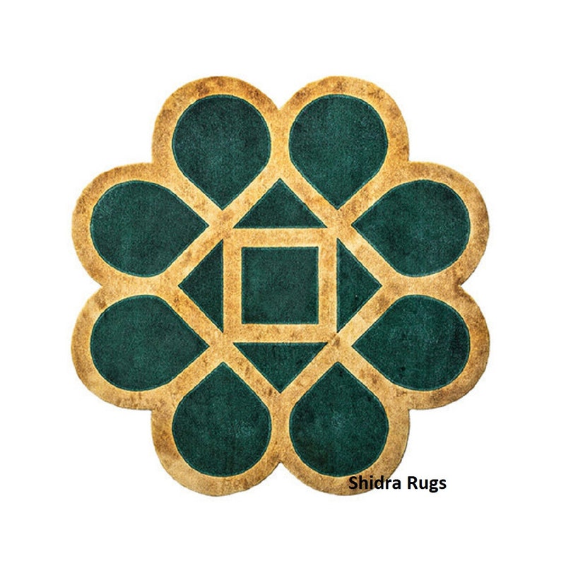 Handmade Irregular Design Green Round Pattern Rugs,100% Woolen Modern ...