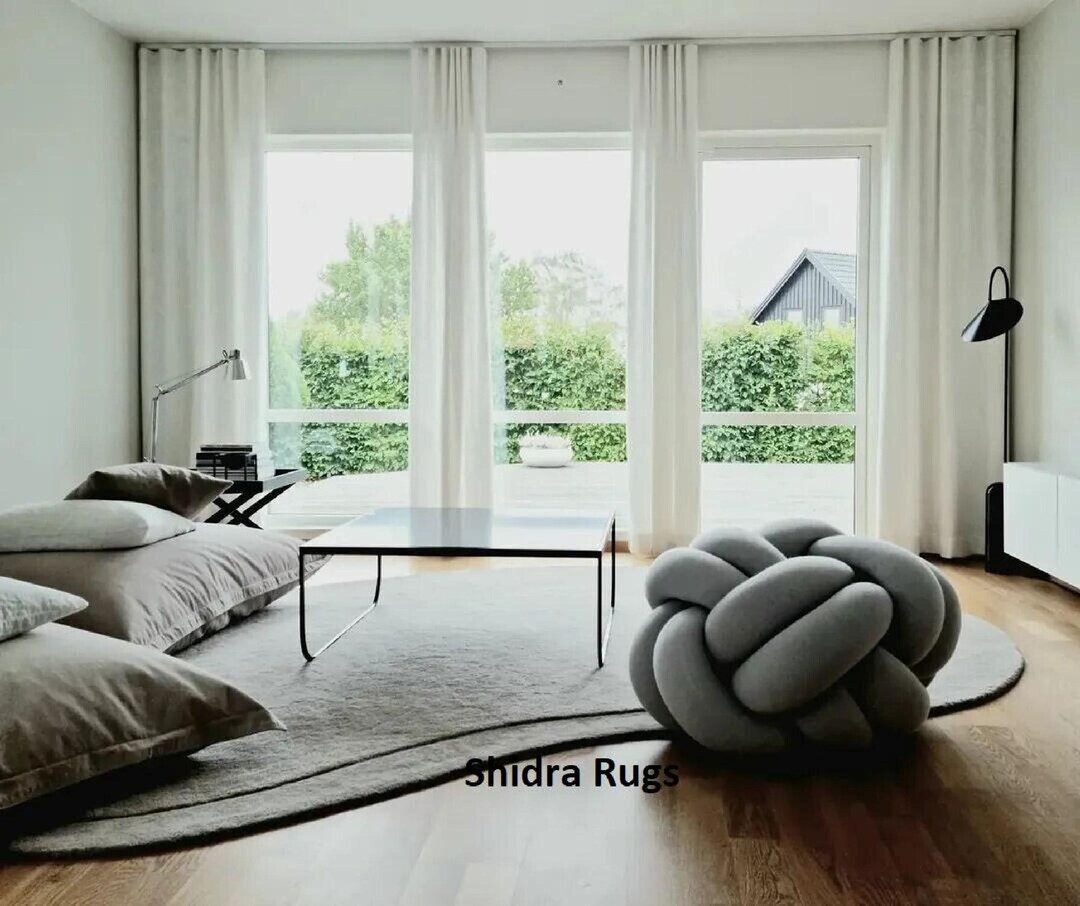 Kidney Shape Rug Irregular Green Rug, Pure Wool Handmade Area Rug ...