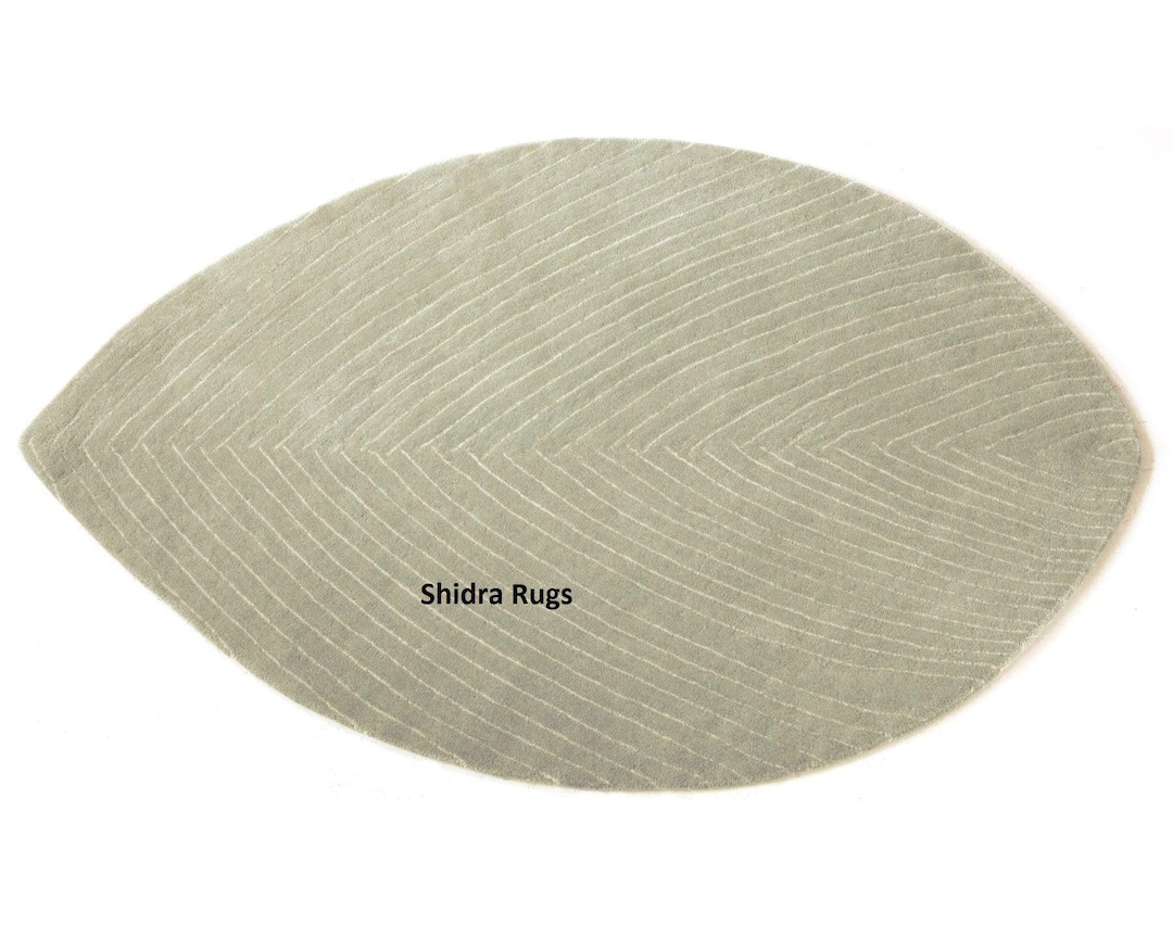 Leaf Pattern Rug, Hand Made Wool Rug, Hand Tufted Leaf Shaped Rug for ...