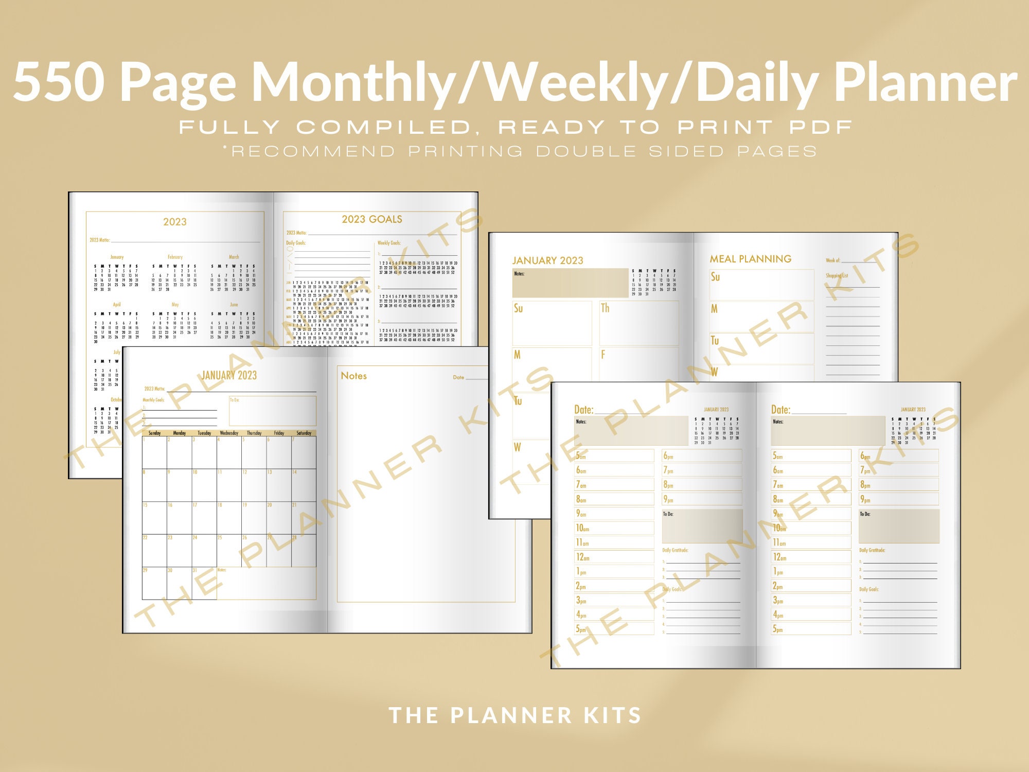 2023 Ultimate Happy Gold Planner Printable, 2023 Calendar, Monthly ...