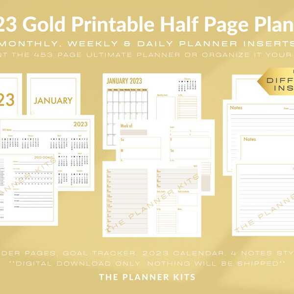 2023 Ultimate Happy Gold Planner Printable, 2023 Calendar, Monthly ...