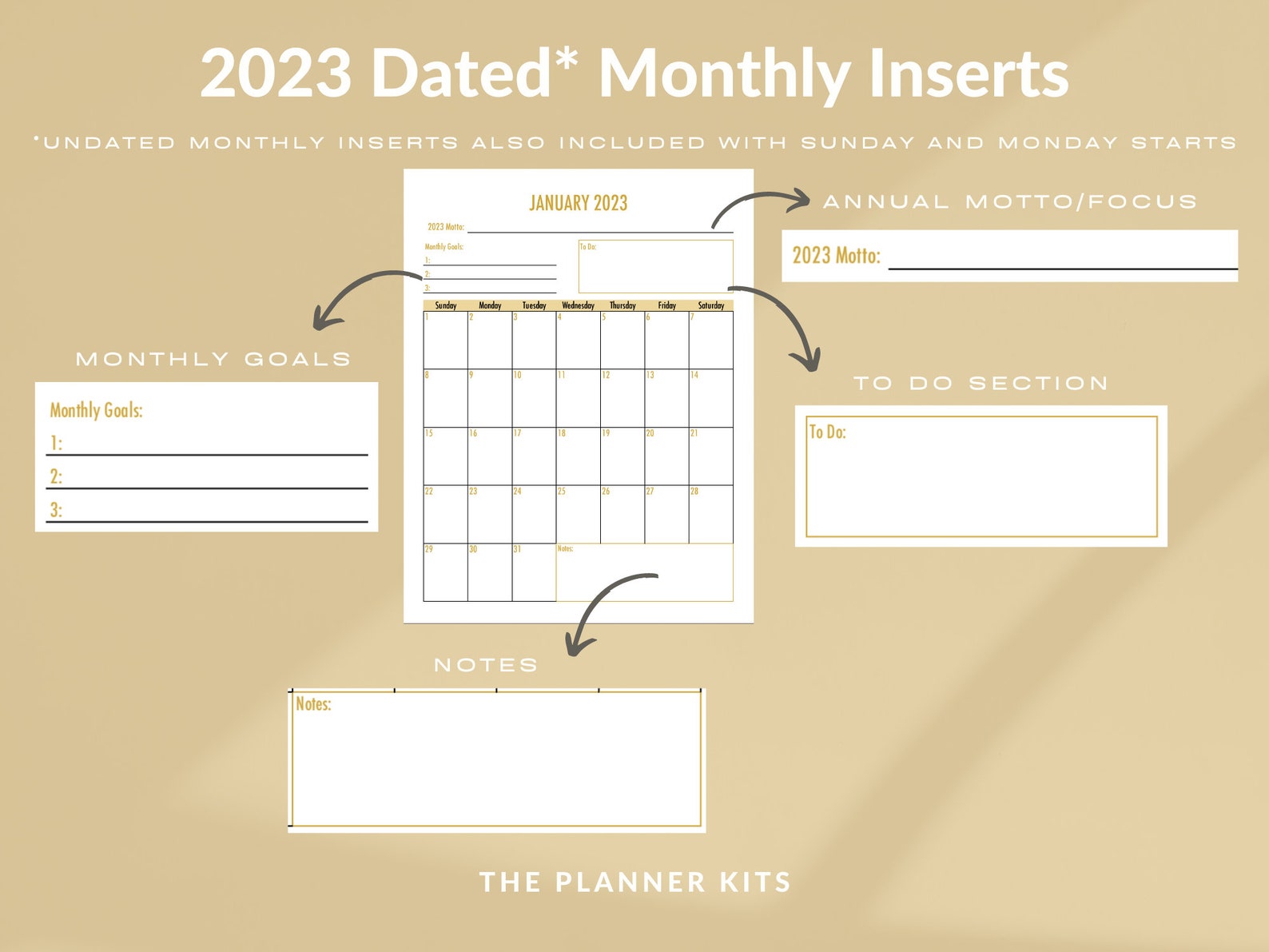 2023 Ultimate Happy Gold Planner Printable, 2023 Calendar, Monthly ...